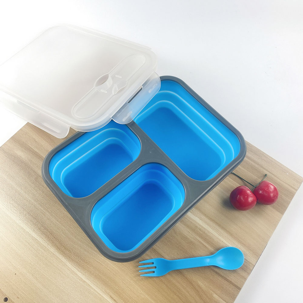 Silicone bento storage collapsible lunch box