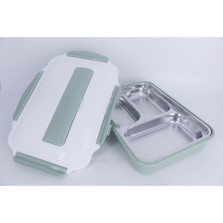 3 compartment food storage stainless steel lunch box